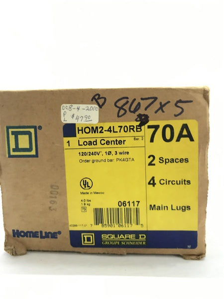 SQUARE D LOAD CENTER HOM2-4L70RB 120/240V 3 WIRE 70A 2SP – BME Bearings ...