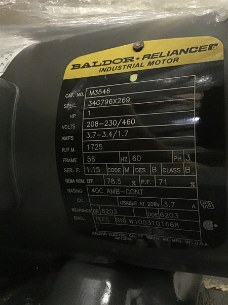 Baldor M3546 1 HP Ac Motor 208-230/460 Volts 1725 Rpm 4P 56 Frame – BME ...